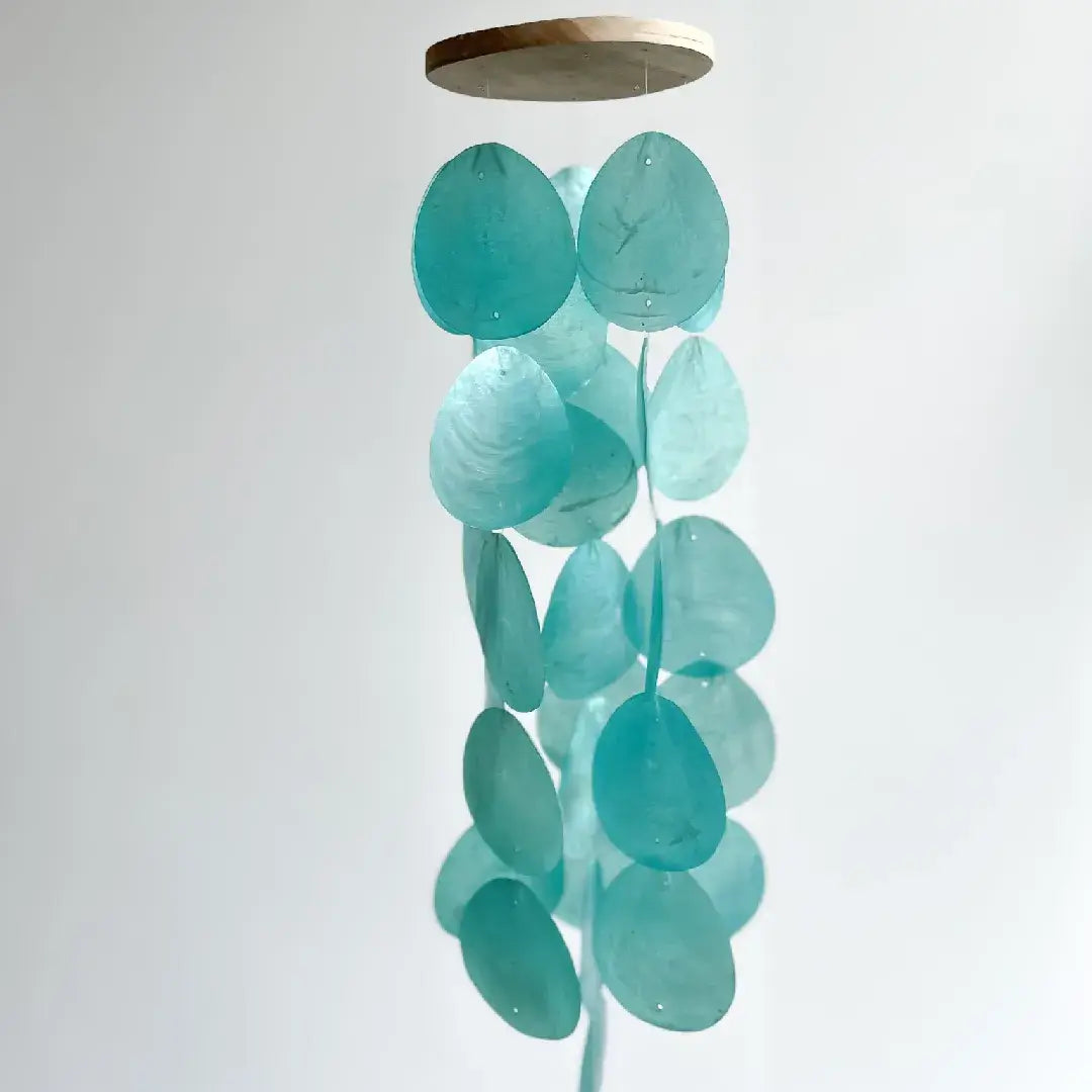 Wind Chimes for Outside - Capiz Shell - Water Drop Blue — Solange & Frances