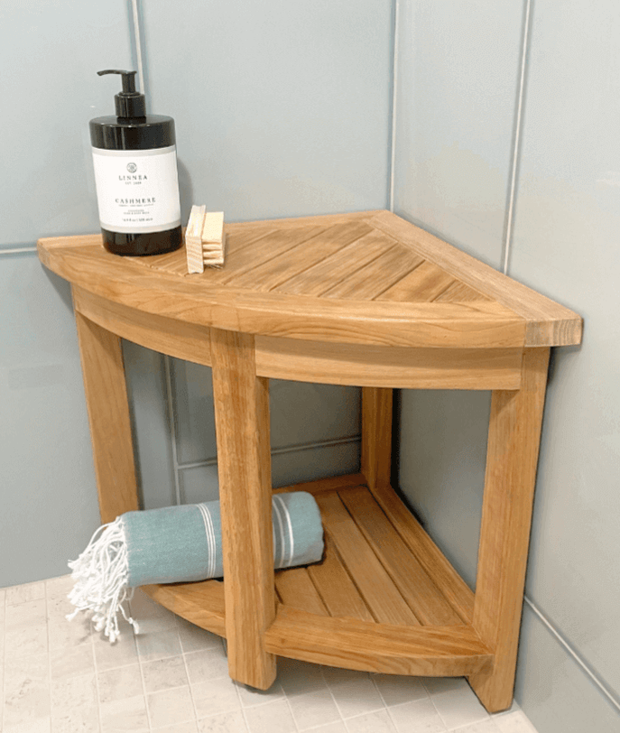 Teak Wood Corner Shower/Bathroom Bench — Solange & Frances