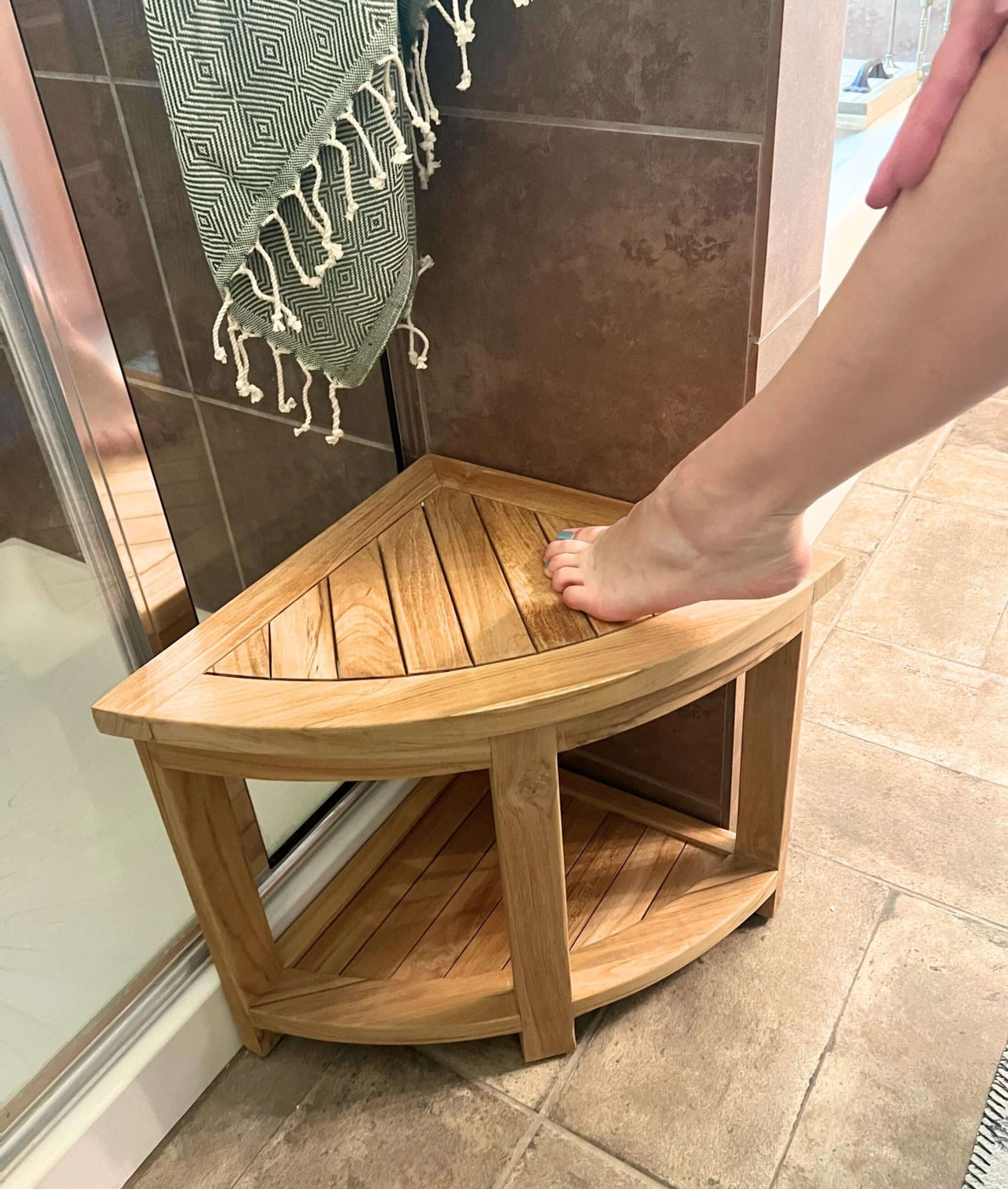 Teak Wood Corner Shower/Bathroom Bench — Solange & Frances