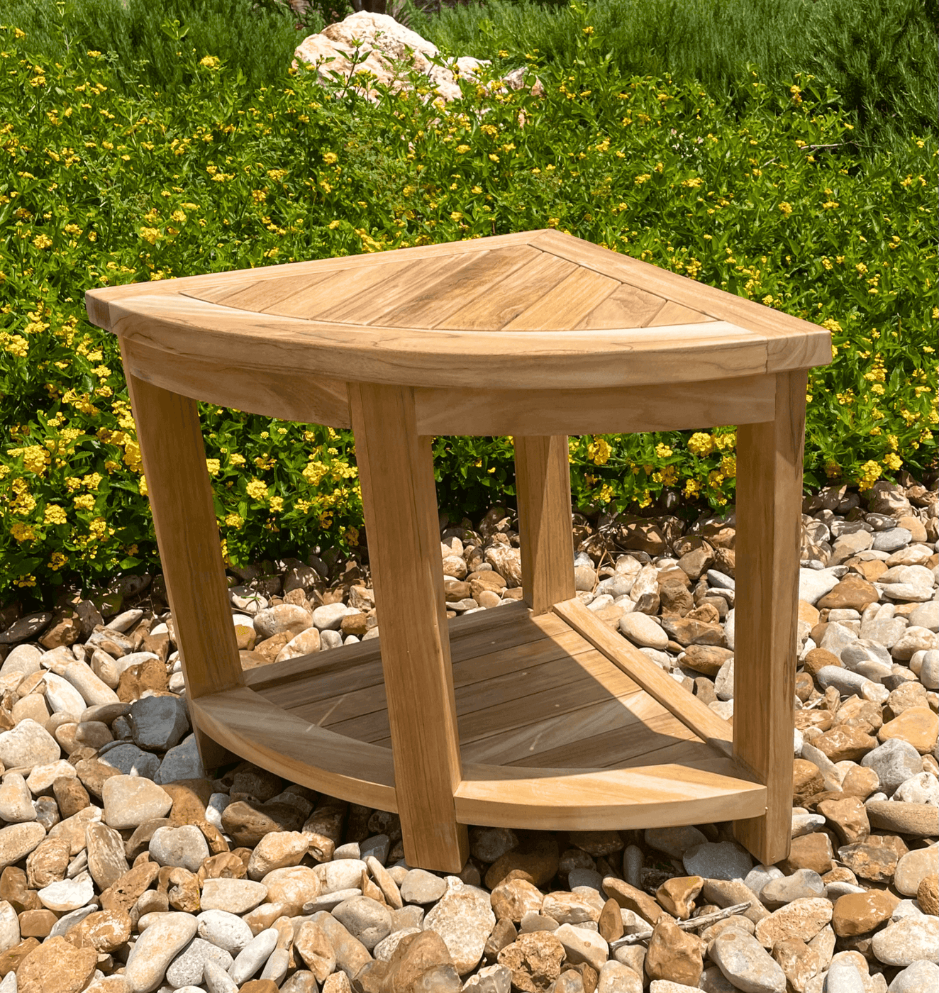 Teak Wood Corner Shower/Bathroom Bench — Solange & Frances