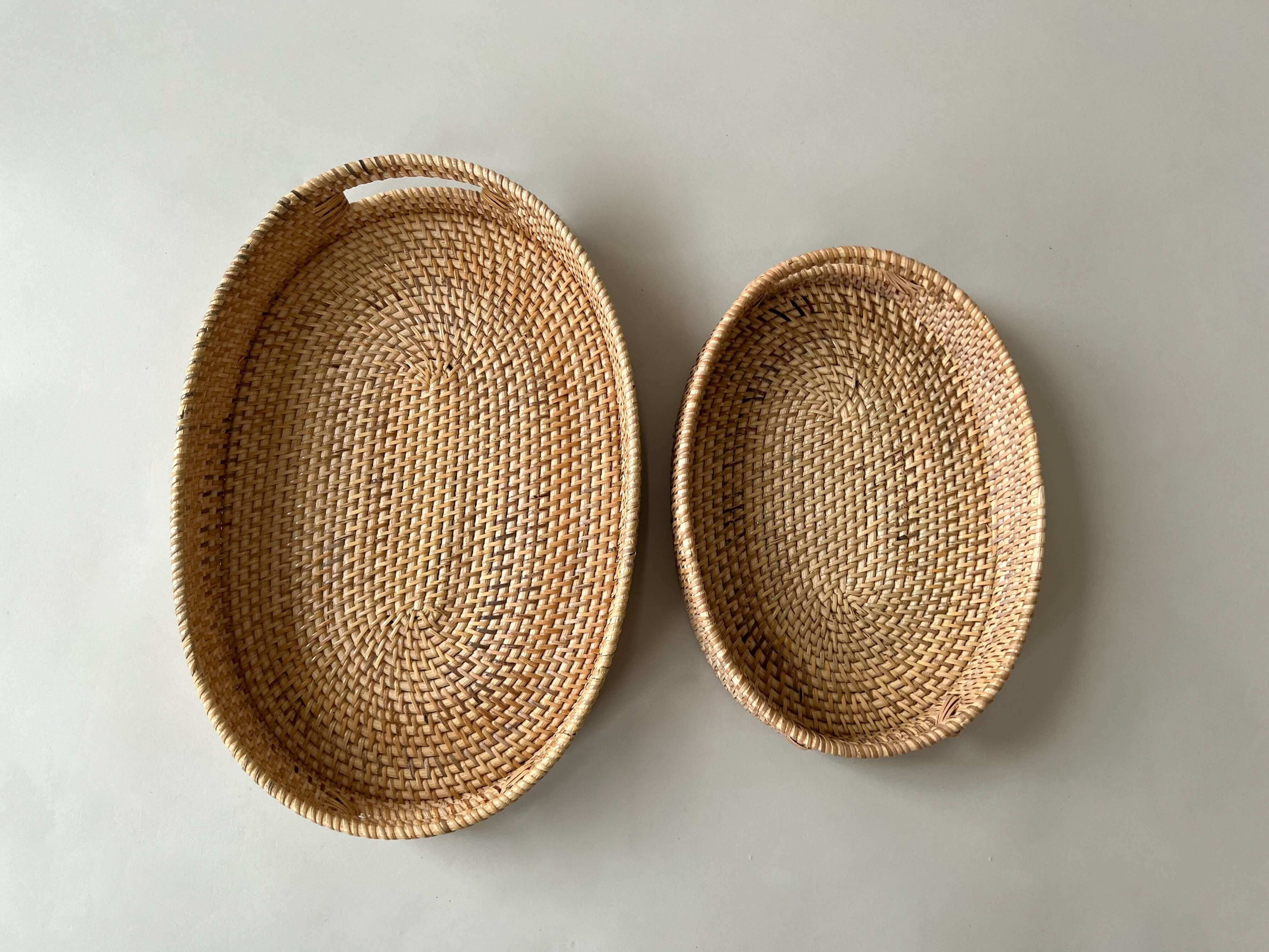 Rattan Oval Stacking Trays - Set of 2 — Solange & Frances